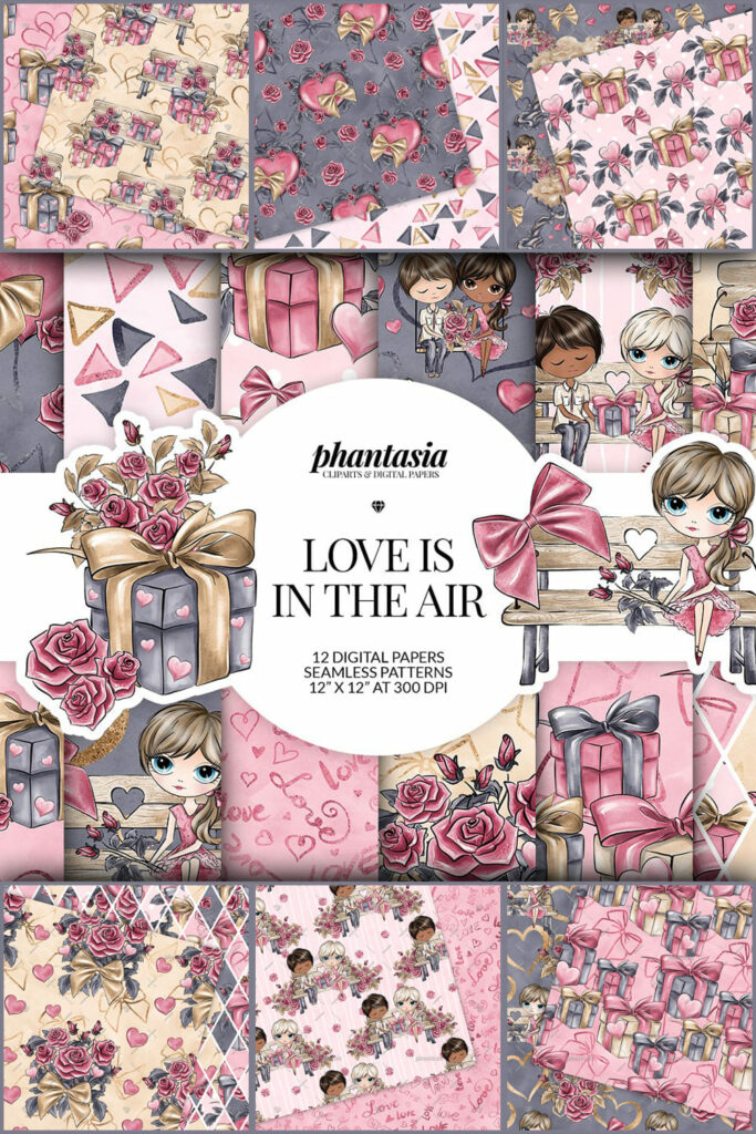 Valentines Day Digital Papers – MasterBundles