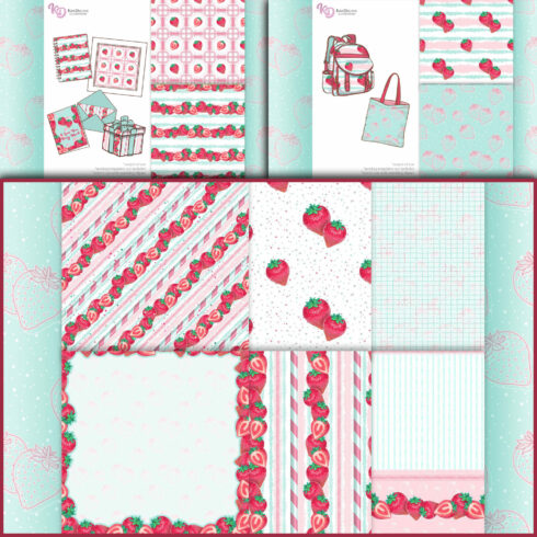 Strawberry Clipart and Digital Paper Graphics Bundle – MasterBundles