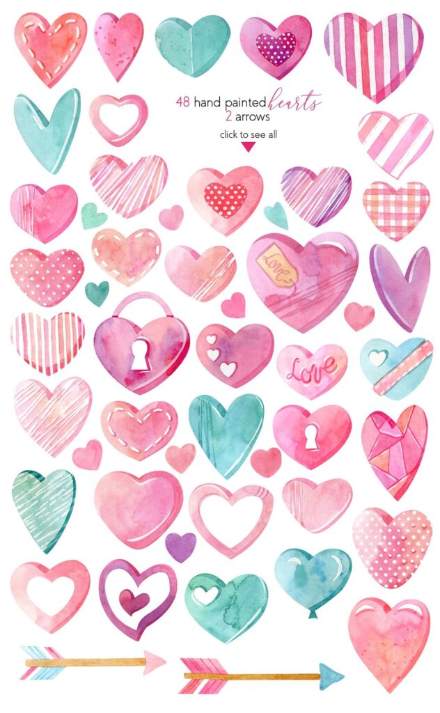 Watercolor Hearts Collection – MasterBundles