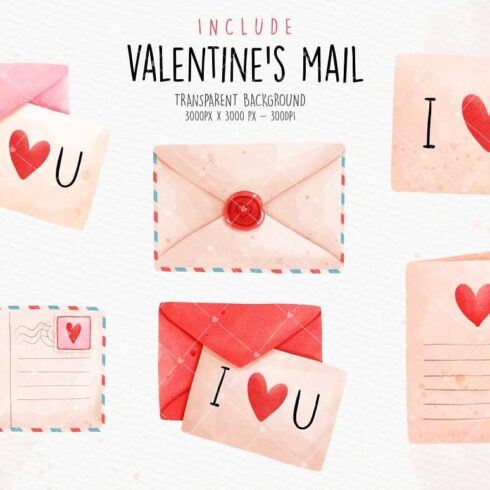 Valentine Mail Clipart | Master Bundles