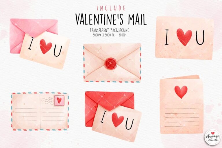 Valentine Mail Clipart – MasterBundles