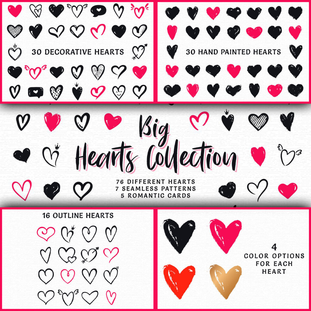 Hand Drawn Hearts. Big Collection. – MasterBundles