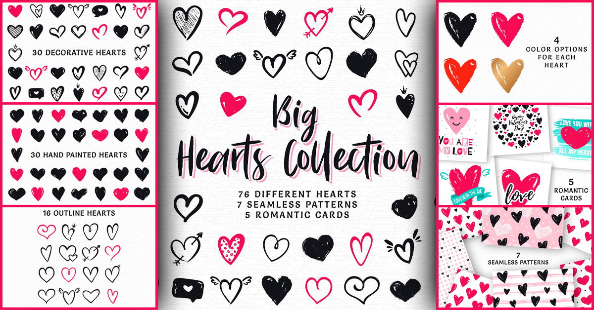 Hand Drawn Hearts. Big Collection. – MasterBundles