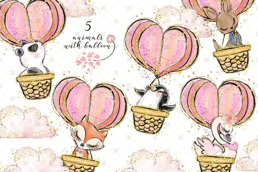 Valentine's Clip Art, Animals Love – MasterBundles