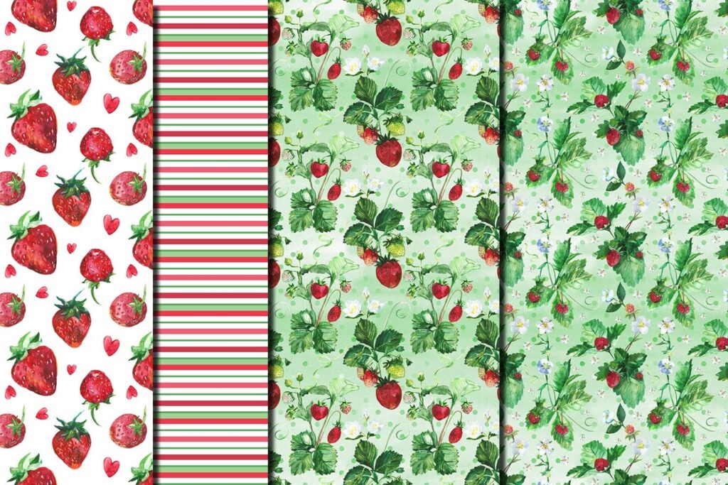 Watercolor Strawberry Seamless Digital Paper Pack – MasterBundles