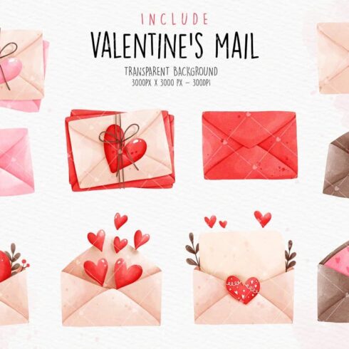 Valentine Mail Clipart | Master Bundles