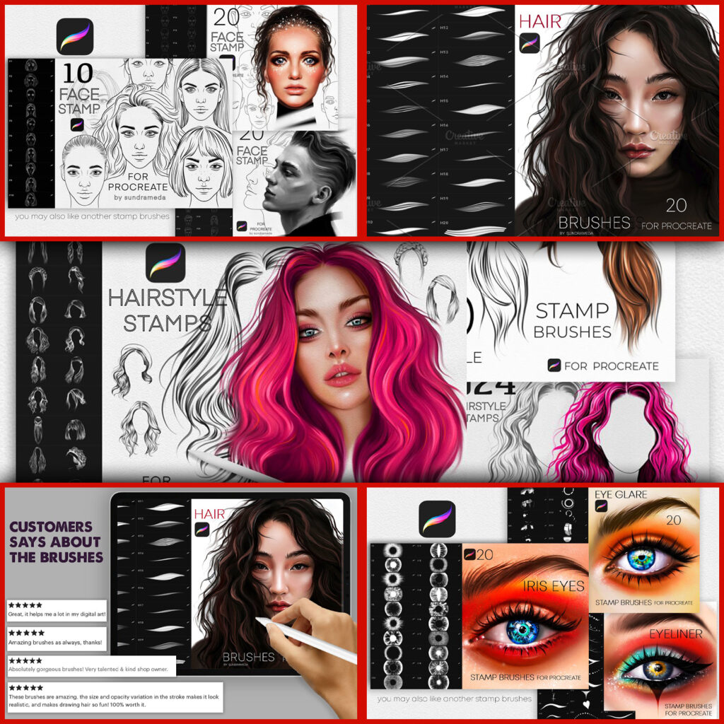 20 Hair Brushes For Procreate – MasterBundles