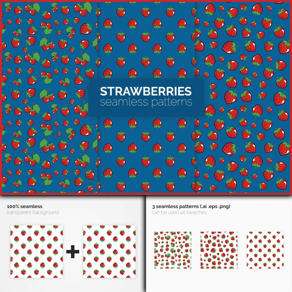 Strawberries Seamless Patterns – MasterBundles