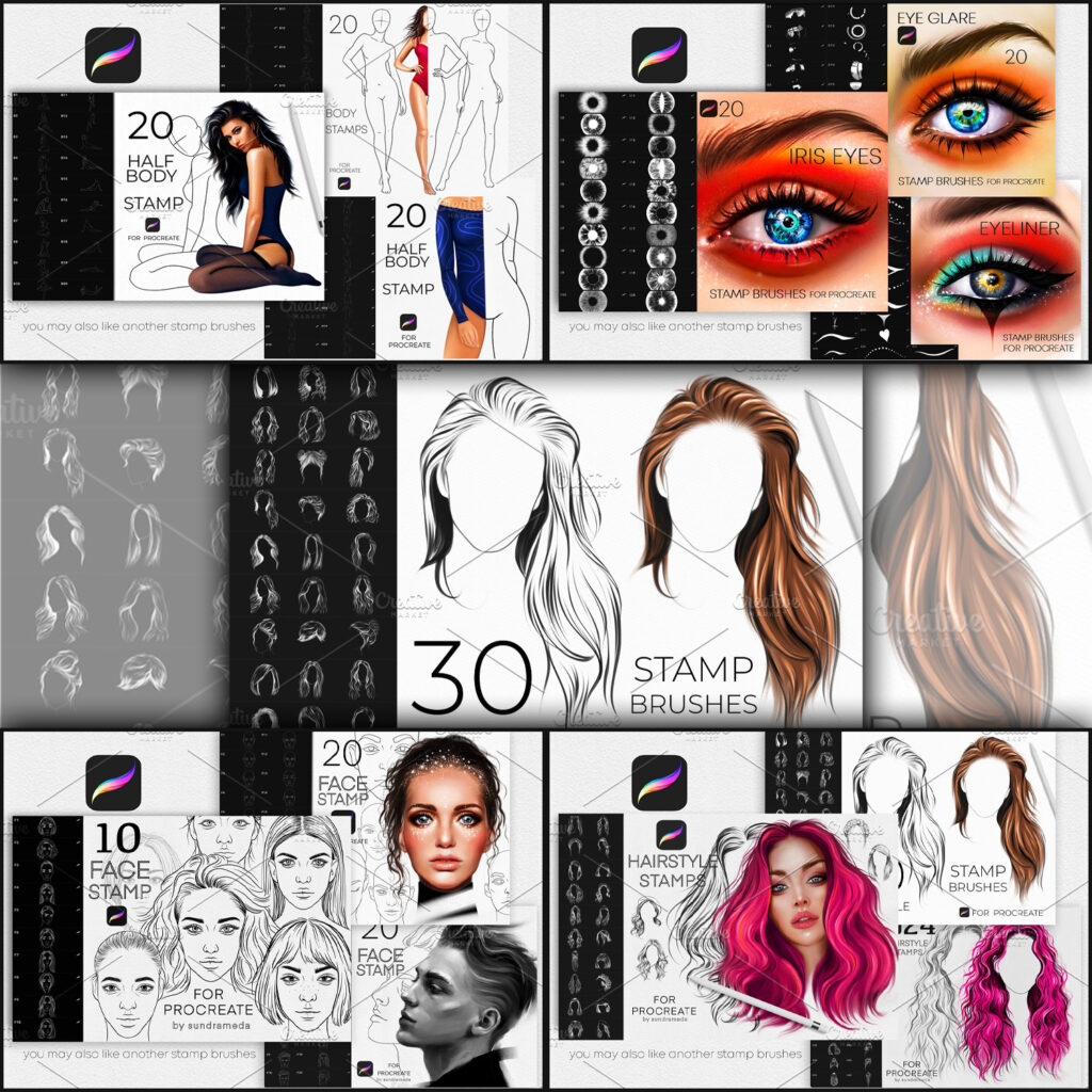 20 Hair Brushes For Procreate – MasterBundles