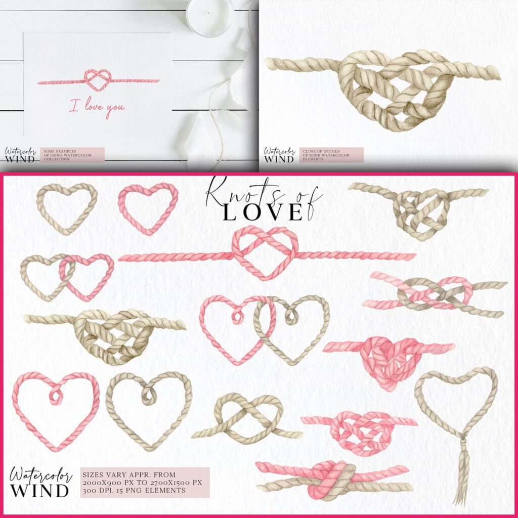 Valentines Clipart Heart Knots – MasterBundles
