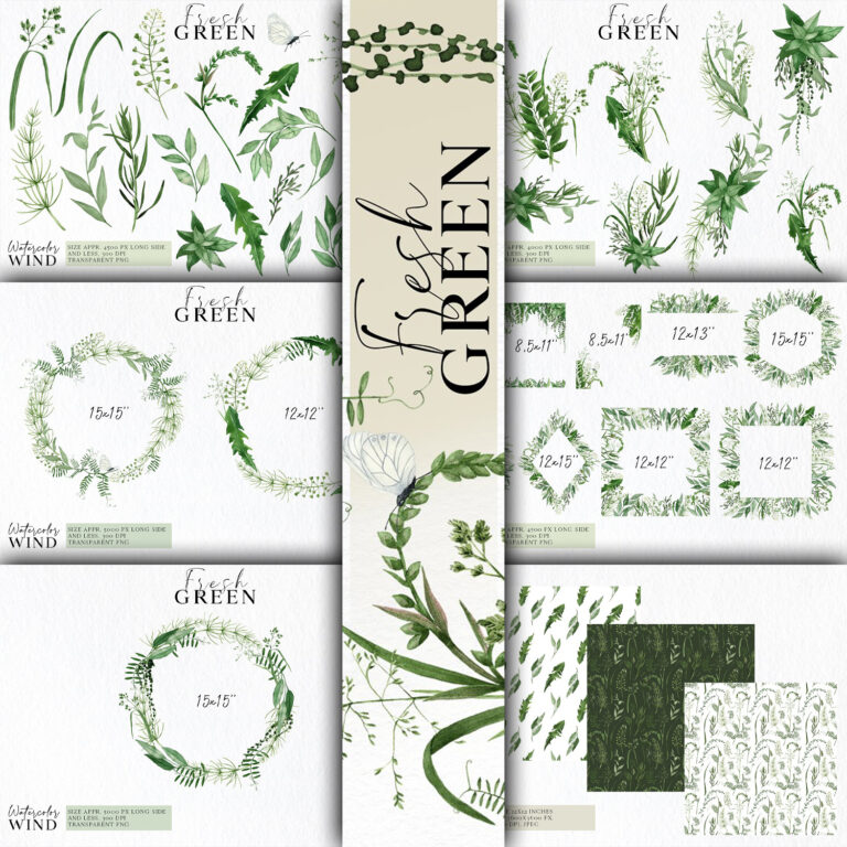 Watercolor Greenery Clipart, Plants – MasterBundles