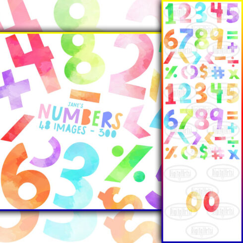 Watercolor Numbers Clipart – MasterBundles