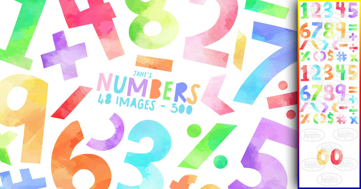 Watercolor Numbers Clipart – MasterBundles