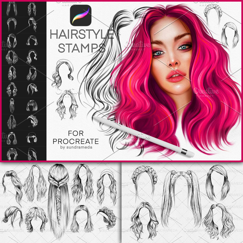 20 Hair Brushes For Procreate – MasterBundles