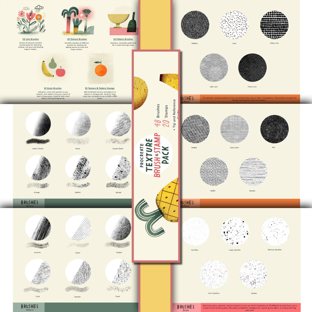 Procreate Texture Brush & Stamp Pack – MasterBundles