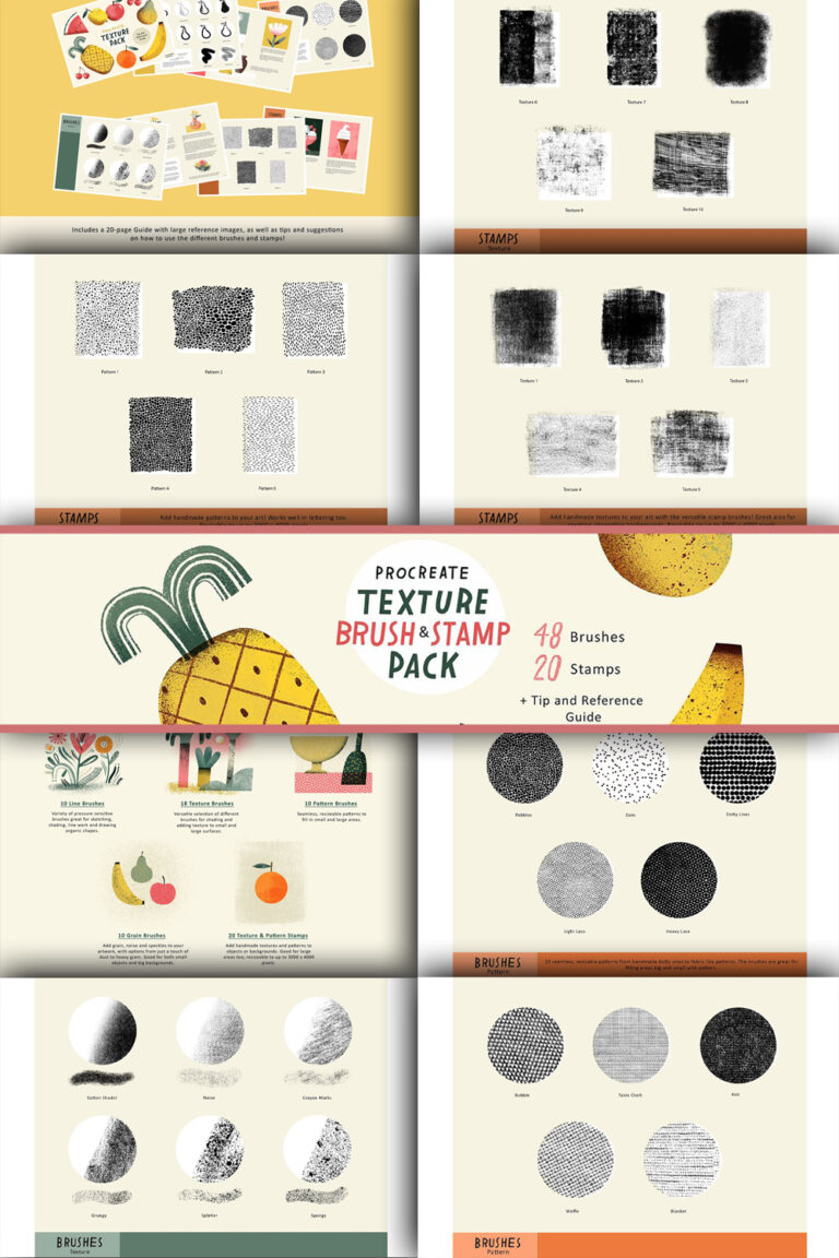 Procreate Texture Brush & Stamp Pack – MasterBundles