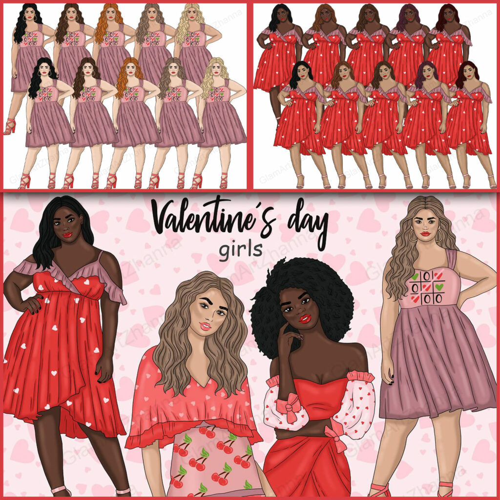 Valentine's Day Girls Clipart – MasterBundles