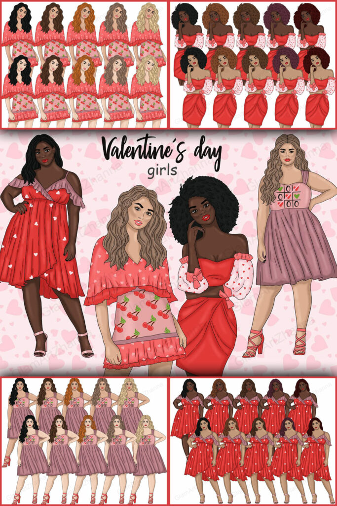 Valentine's Day Girls Clipart – MasterBundles