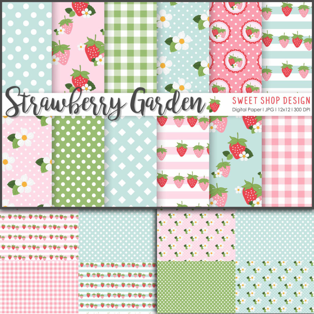 Digital Paper Strawberry Garden – MasterBundles