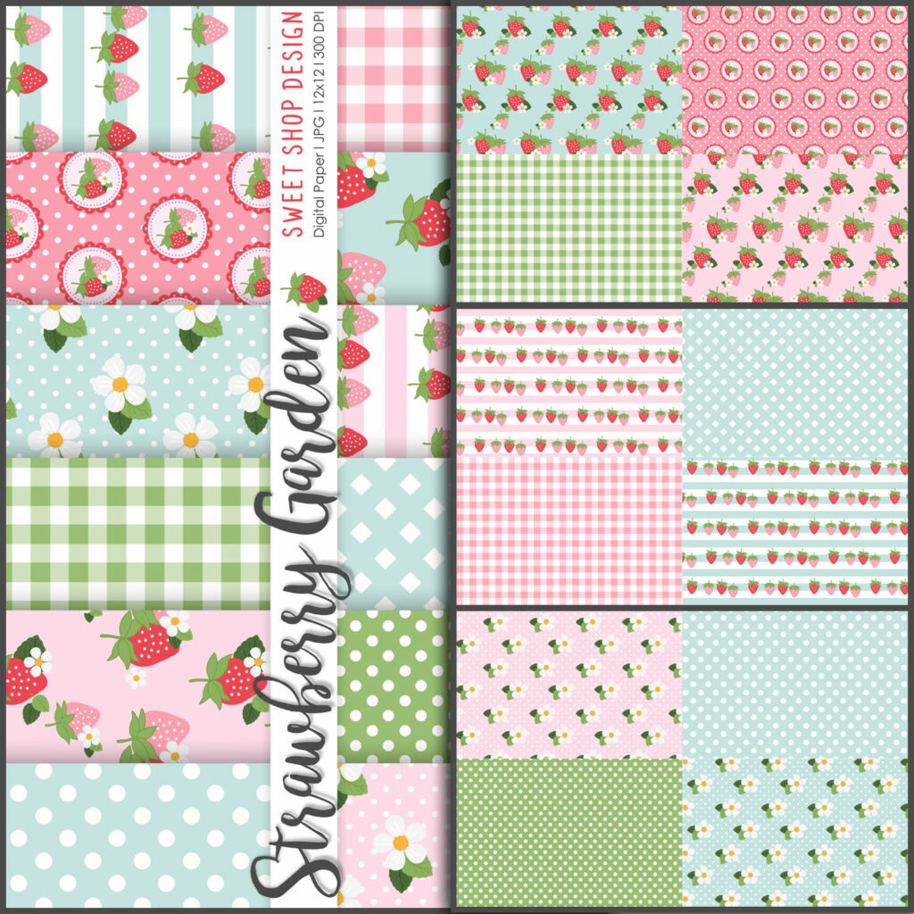 Digital Paper Strawberry Garden – MasterBundles
