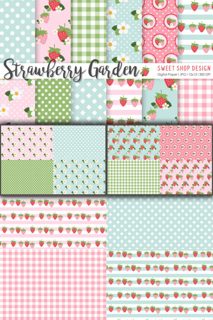 Digital Paper Strawberry Garden – MasterBundles