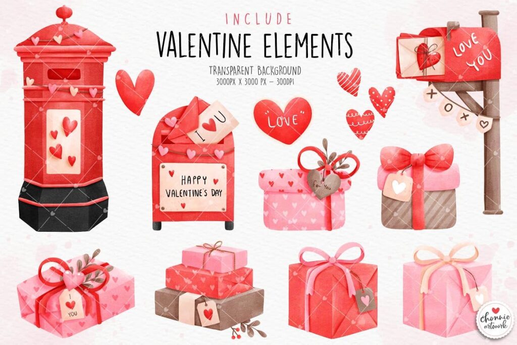Valentine Mail Clipart – MasterBundles