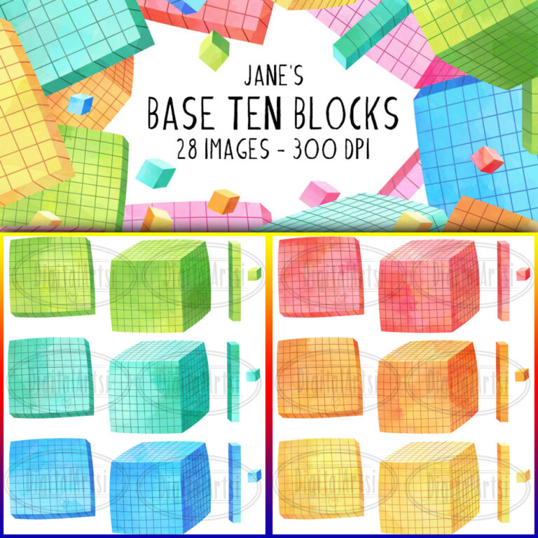 Watercolor Base Ten Blocks Clipart – MasterBundles