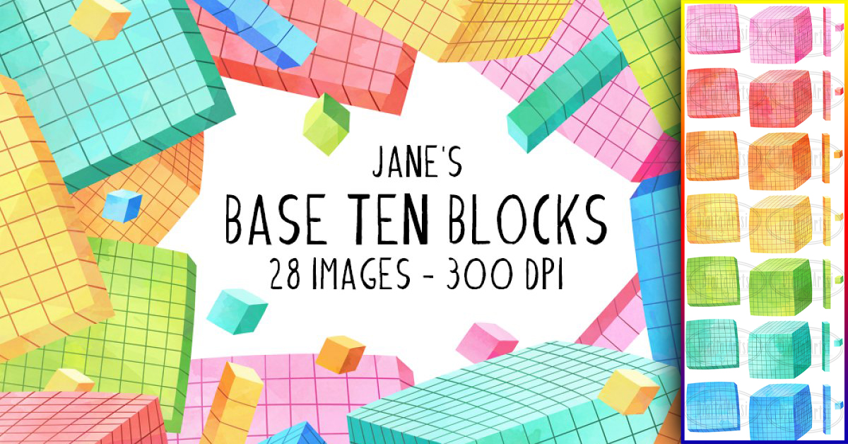 Watercolor Base Ten Blocks Clipart – MasterBundles