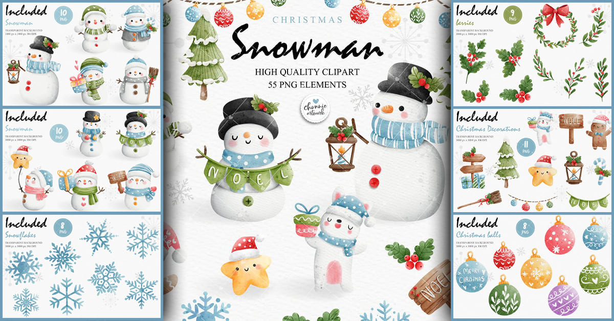Christmas Snowman Clipart – MasterBundles