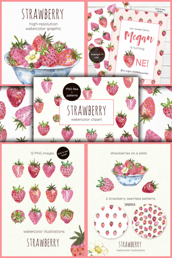 Strawberry Clipart Watercolor Berry – MasterBundles