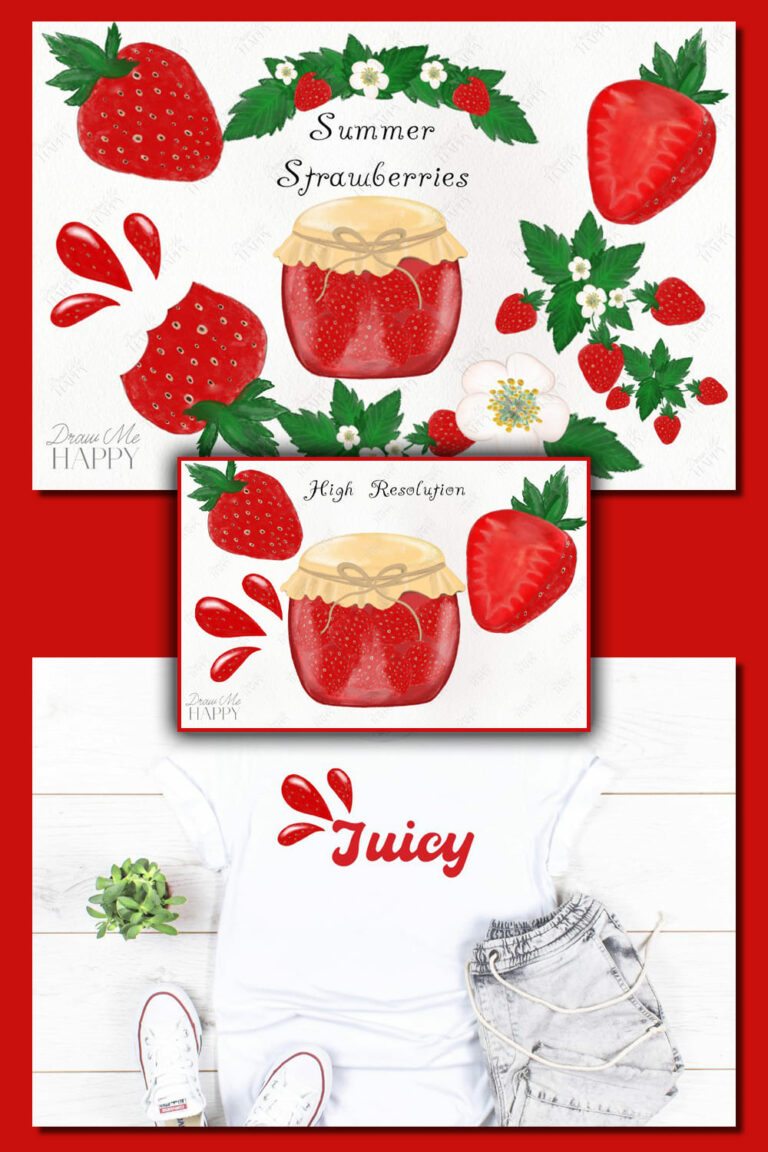 Strawberry Clipart, Fruit Clipart, Strawberries, Summer – MasterBundles