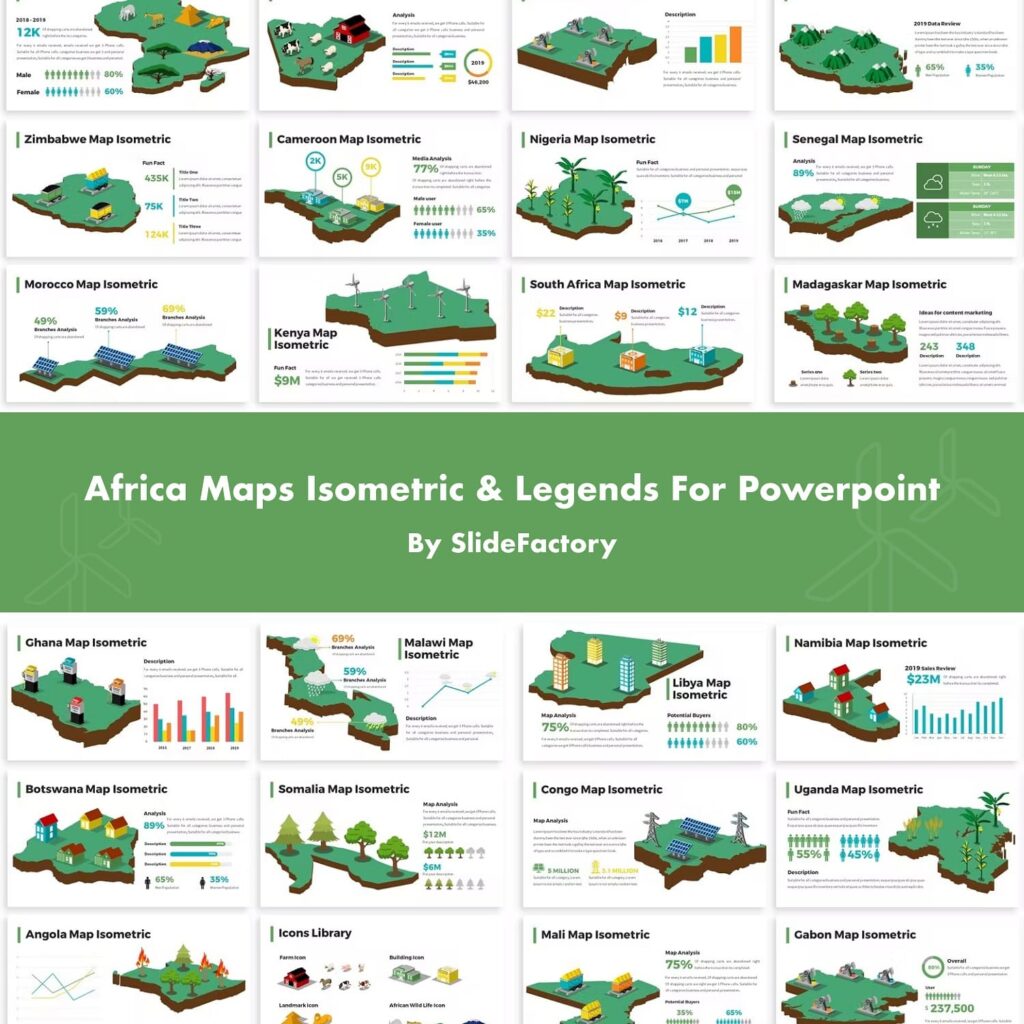Africa Maps Isometric & Legends For Powerpoint – MasterBundles