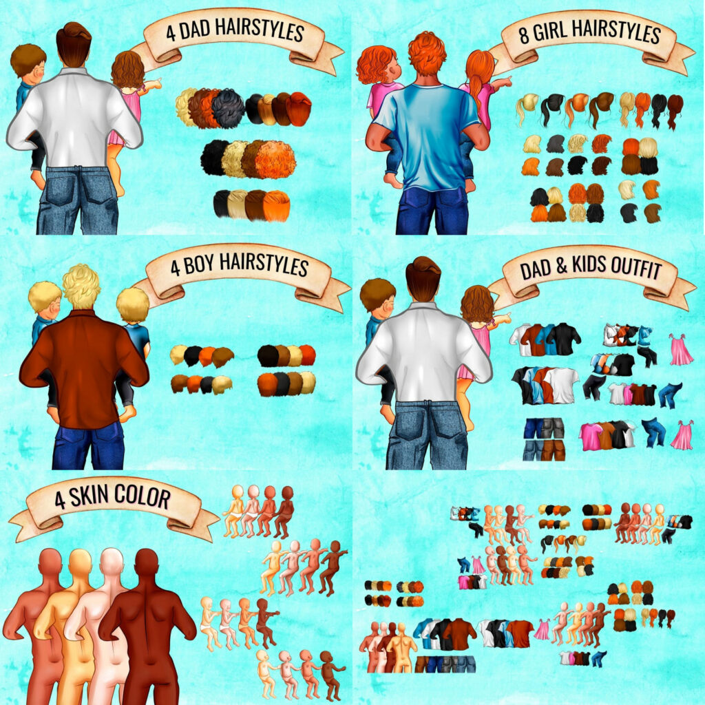 Dad & Children Family Creator Clipart – MasterBundles