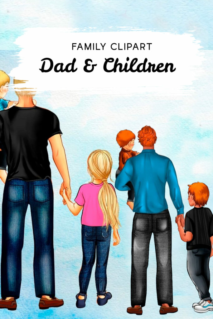 Dad & Children Family Creator Clipar – MasterBundles