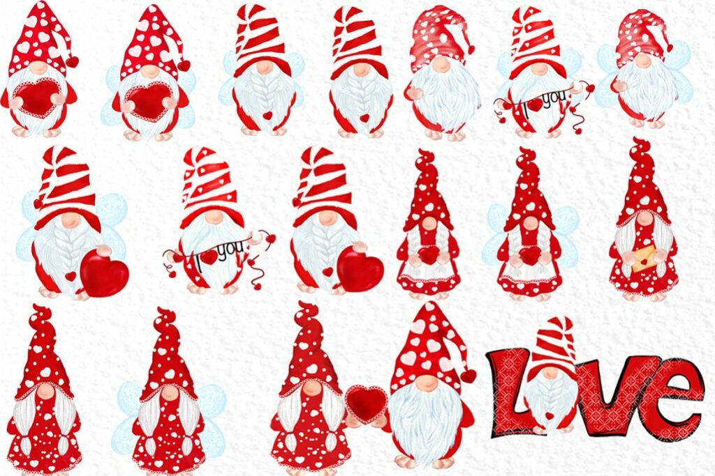Valentine Gnomes Clipart Love – MasterBundles
