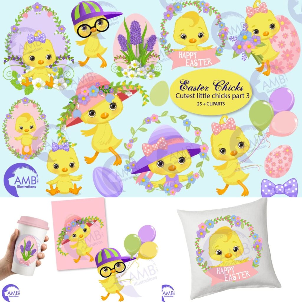 Easter Chicks Clipart 3 – MasterBundles