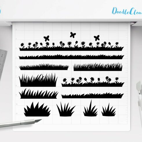 Grass SVG Files, Grass And Flowers | MasterBundles