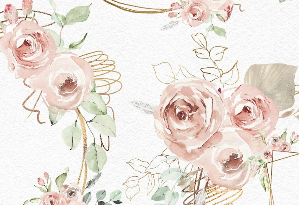 Dusty Roses Boho Watercolor | Master Bundles