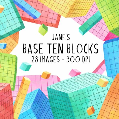 Watercolor Base Ten Blocks Clipart | Master Bundles