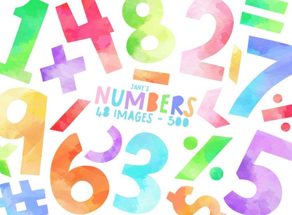 Watercolor Numbers Clipart – MasterBundles