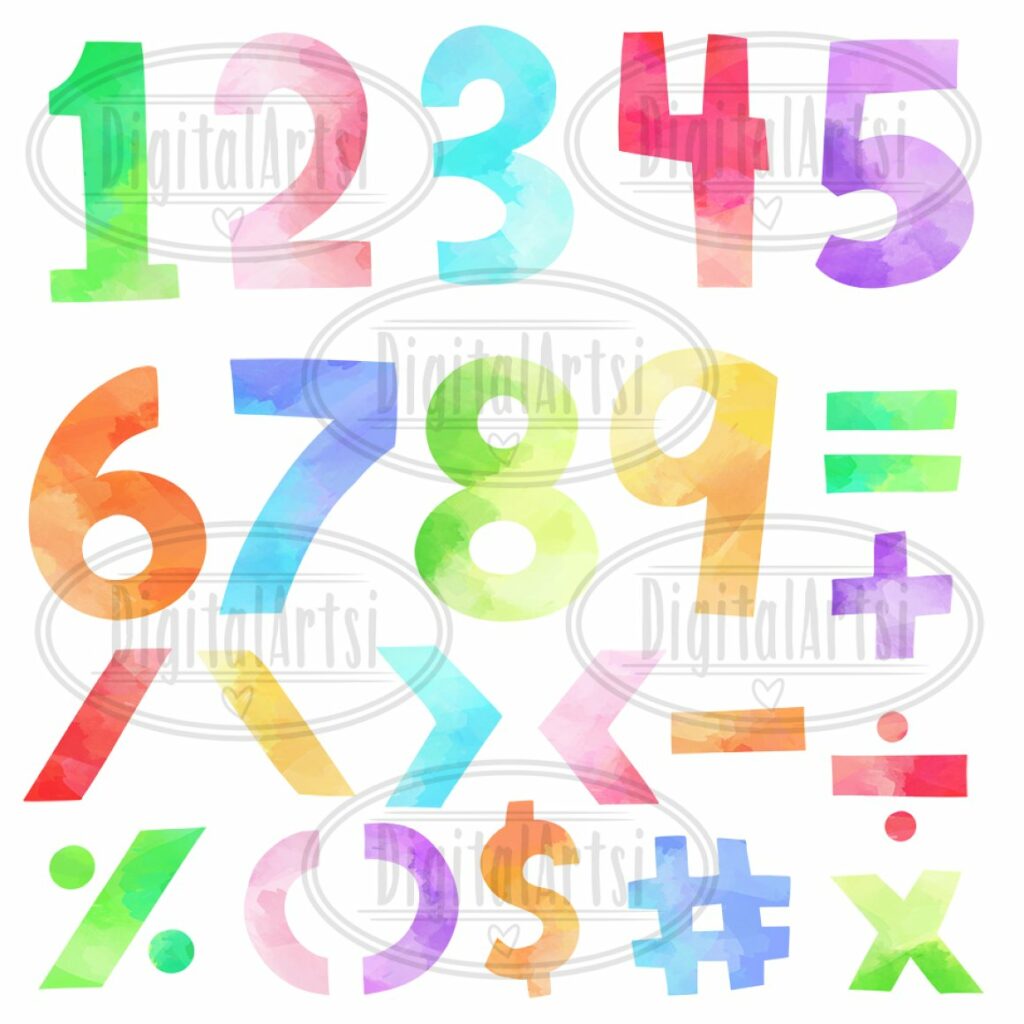 Watercolor Numbers Clipart – MasterBundles