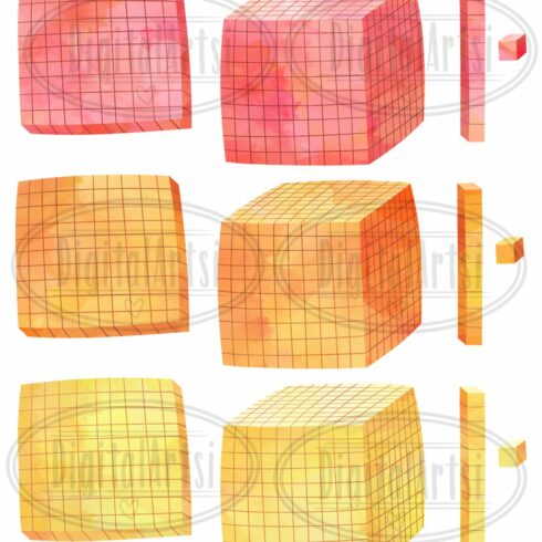 Watercolor Base Ten Blocks Clipart | Master Bundles