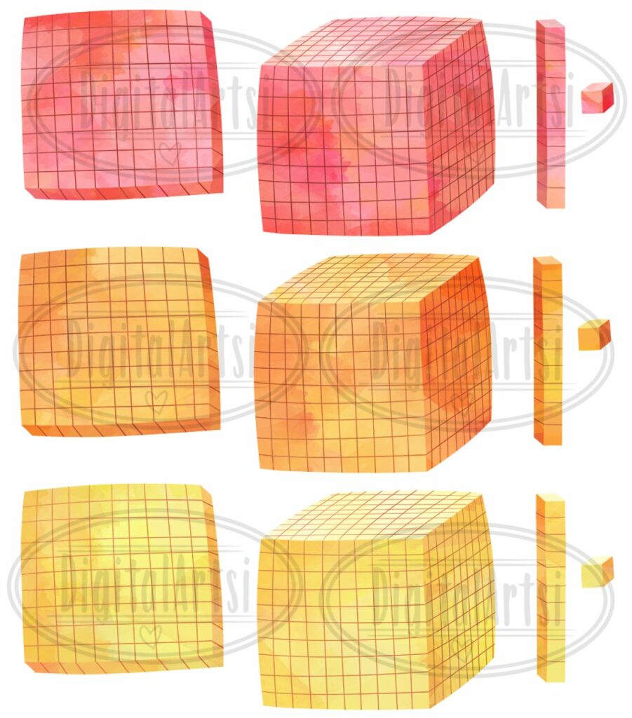 Watercolor Base Ten Blocks Clipart – MasterBundles
