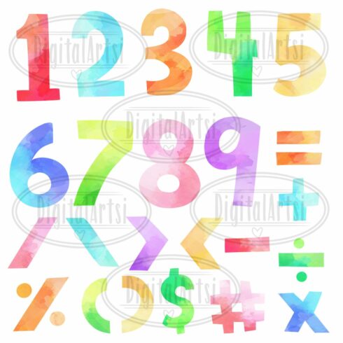 Watercolor Numbers Clipart – MasterBundles