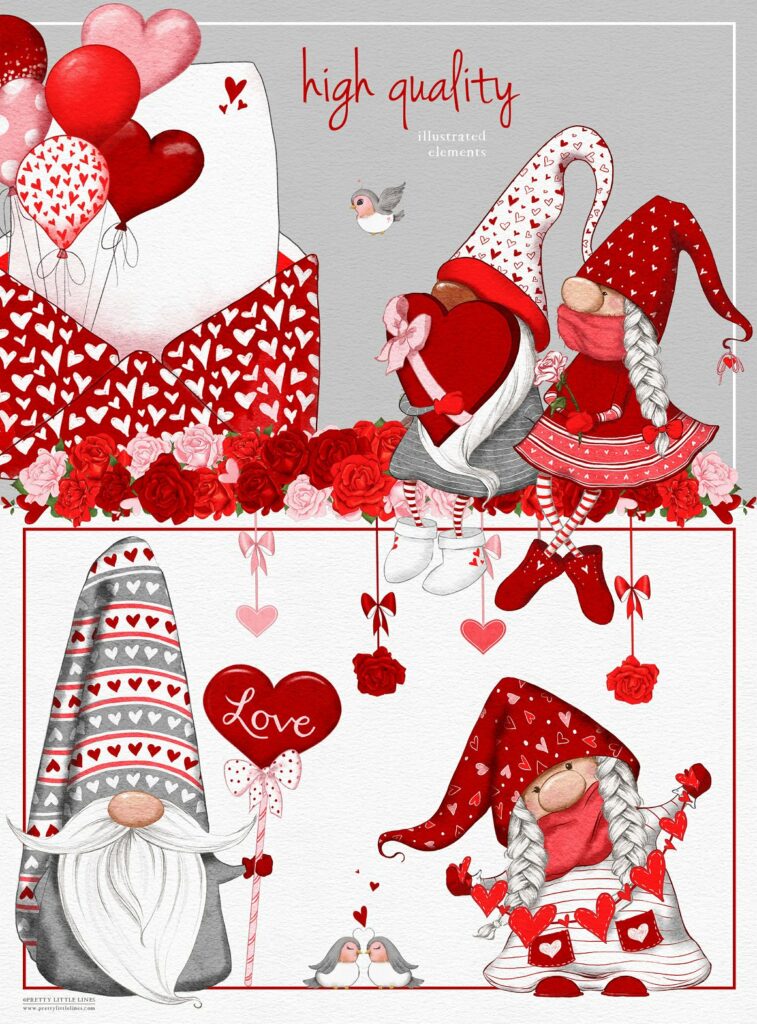 Valentine’s Gnomes Clipart – MasterBundles