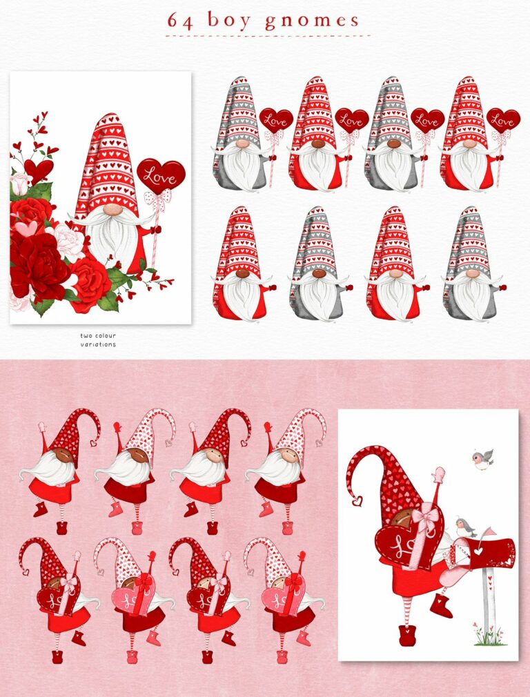 Valentine’s Gnomes Clipart – MasterBundles