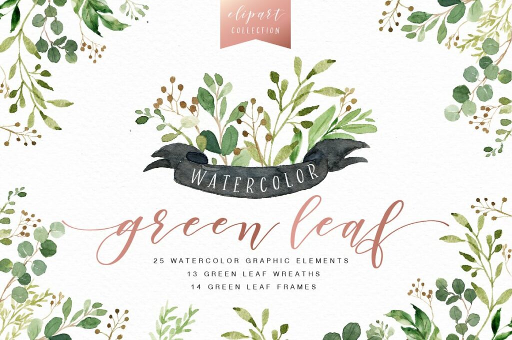 Watercolor Green Leaf Clip Art – MasterBundles