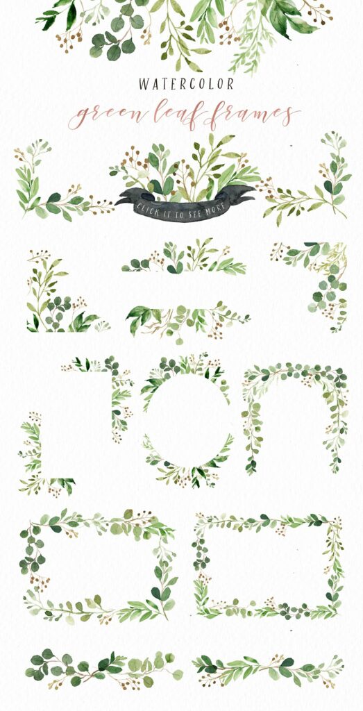 Watercolor Green Leaf Clip Art – MasterBundles