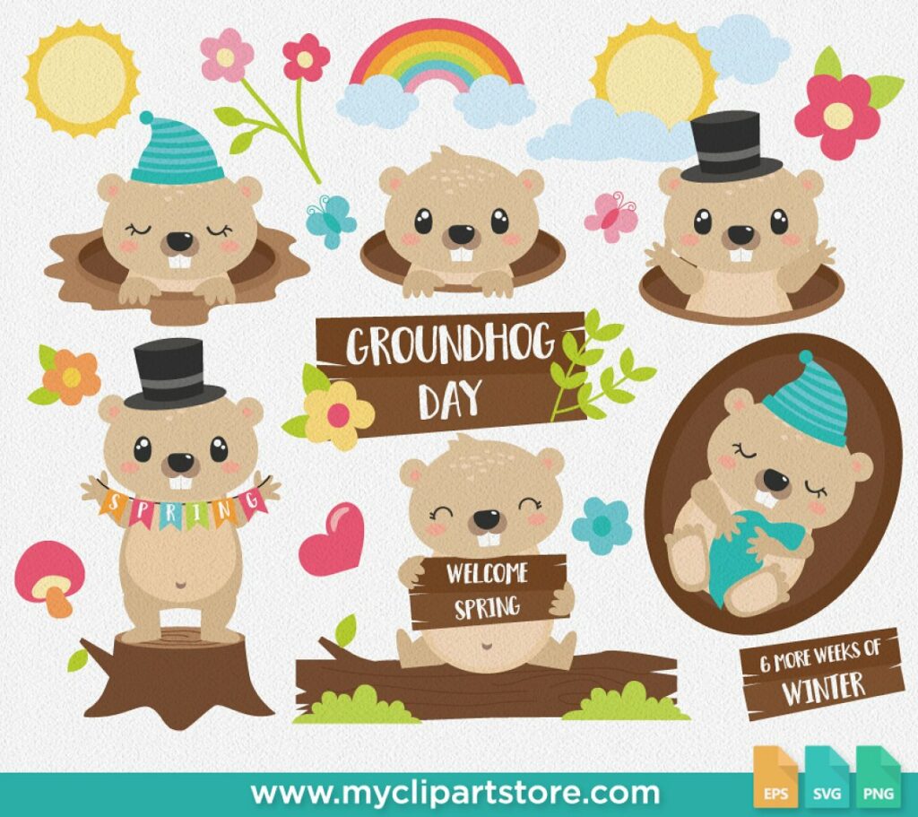 GroundHog Day Clipart + SVG – MasterBundles