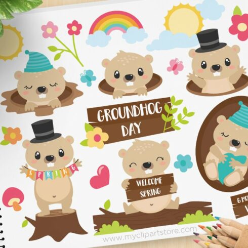 GroundHog Day Clipart + SVG | Master Bundles